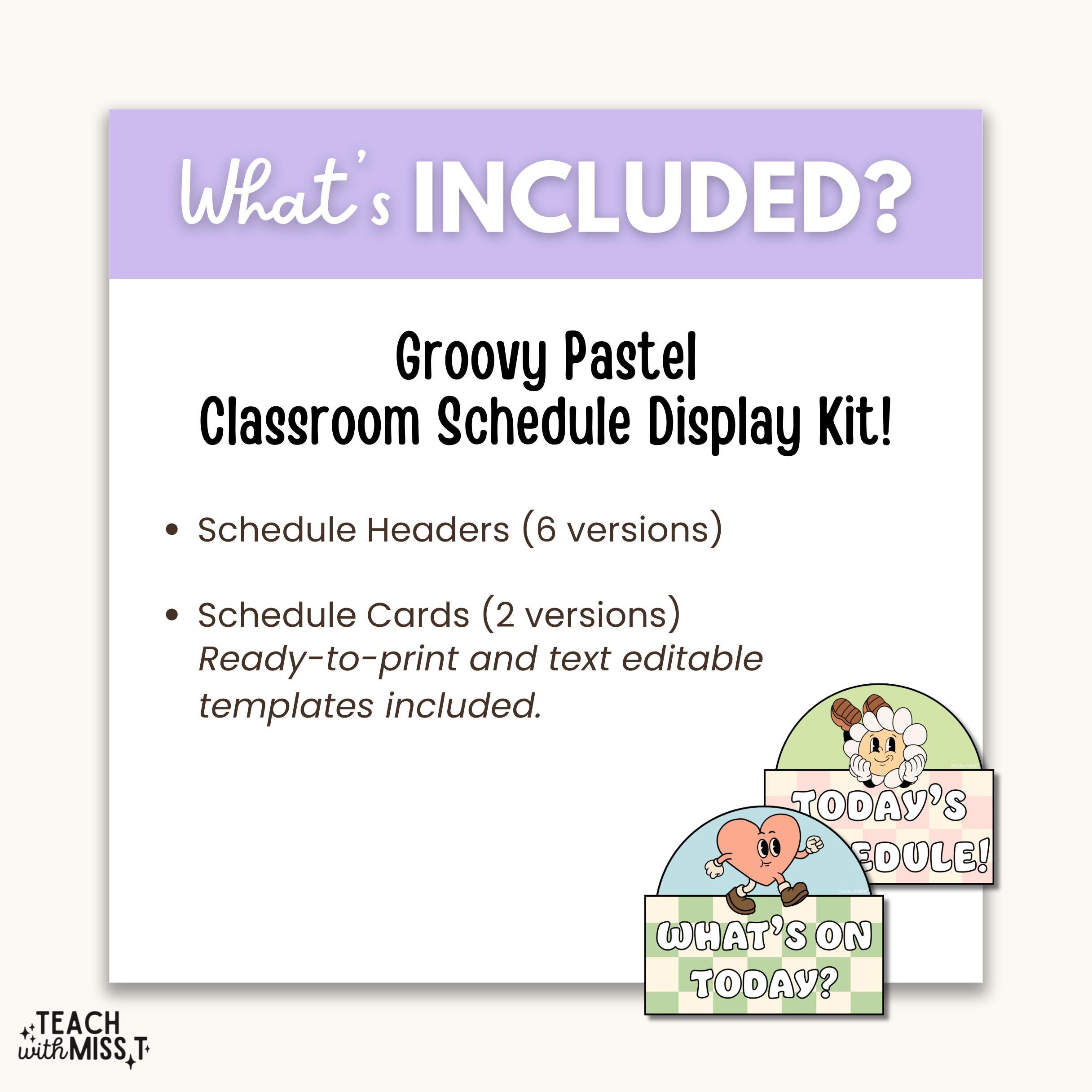 Groovy Pastel Classroom Schedule Kit: Editable Bulletin Board (digital ...