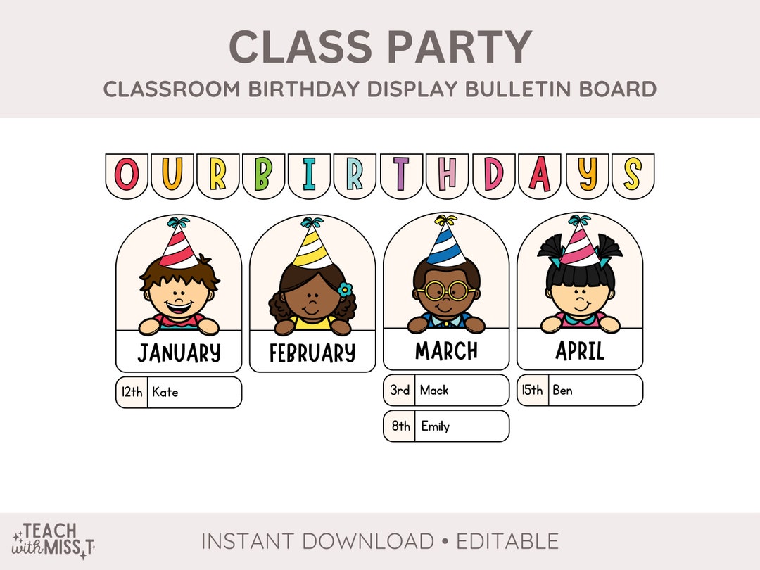 Classroom Birthday Bulletin Board Kit: Classroom Decor (digital ...