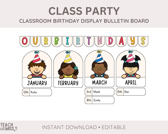 Editable Classroom Birthday Bulletin Board, Cupcake Bulletin Board ...