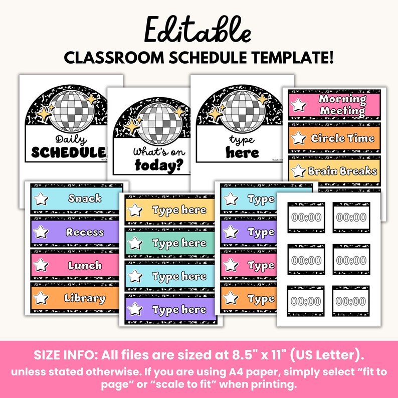 Editable Classroom Schedule Cards: Composition Notebook Theme (digital ...