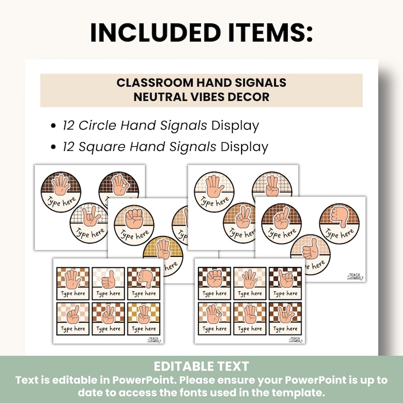 Classroom Hand Signals Poster: Neutral Classroom Decor (digital ...