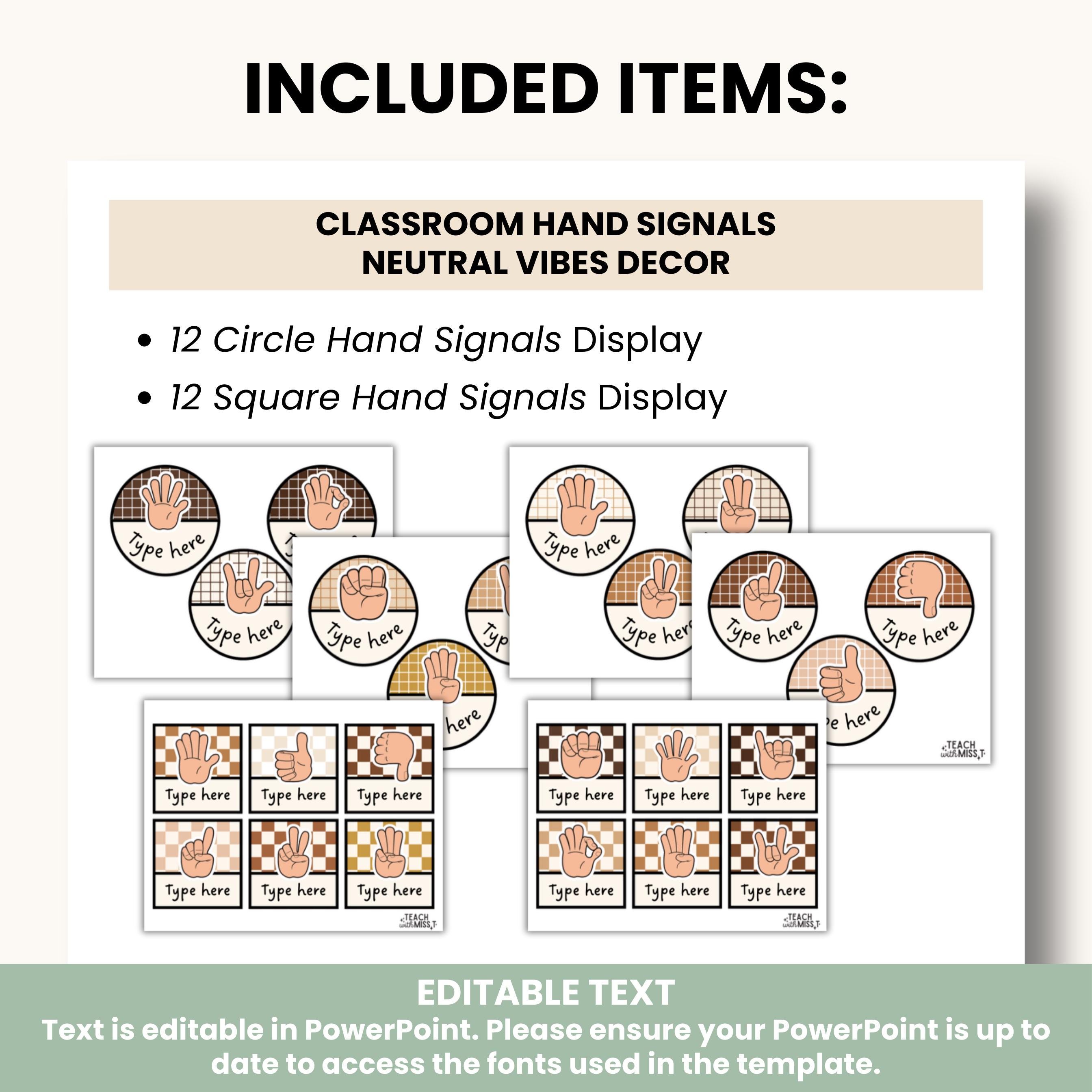 Classroom Hand Signals Poster: Neutral Classroom Decor (digital ...