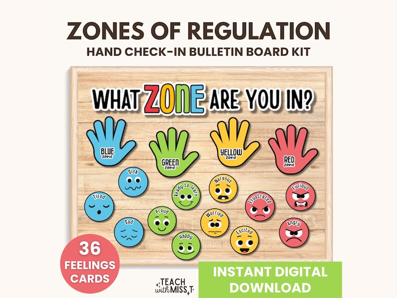 Zones of Regulation Bulletin Board Kit: Emotional Check-in (digital ...