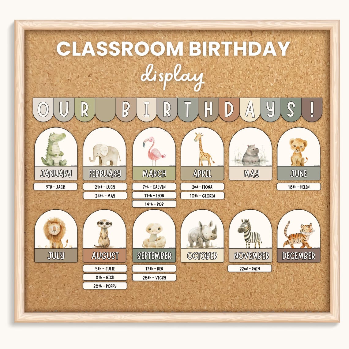 Safari Classroom Birthday Display: Jungle Animals Bulletin Board Kit ...