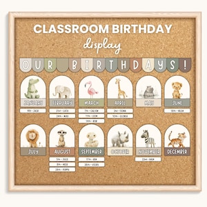 Safari Classroom Birthday Display: Jungle Animals Bulletin Board Kit ...