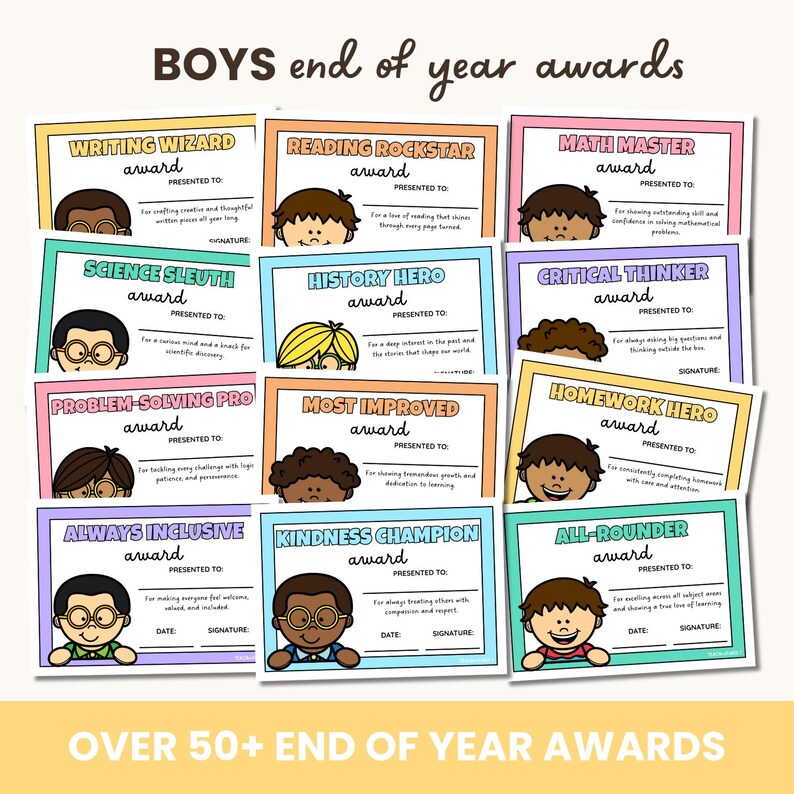 Classroom End of Year Awards | Student Certificates | Rainbow End of ...