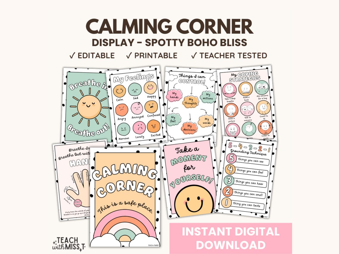 Boho Calming Corner Posters: Classroom Decor Set (digital Download) - Etsy