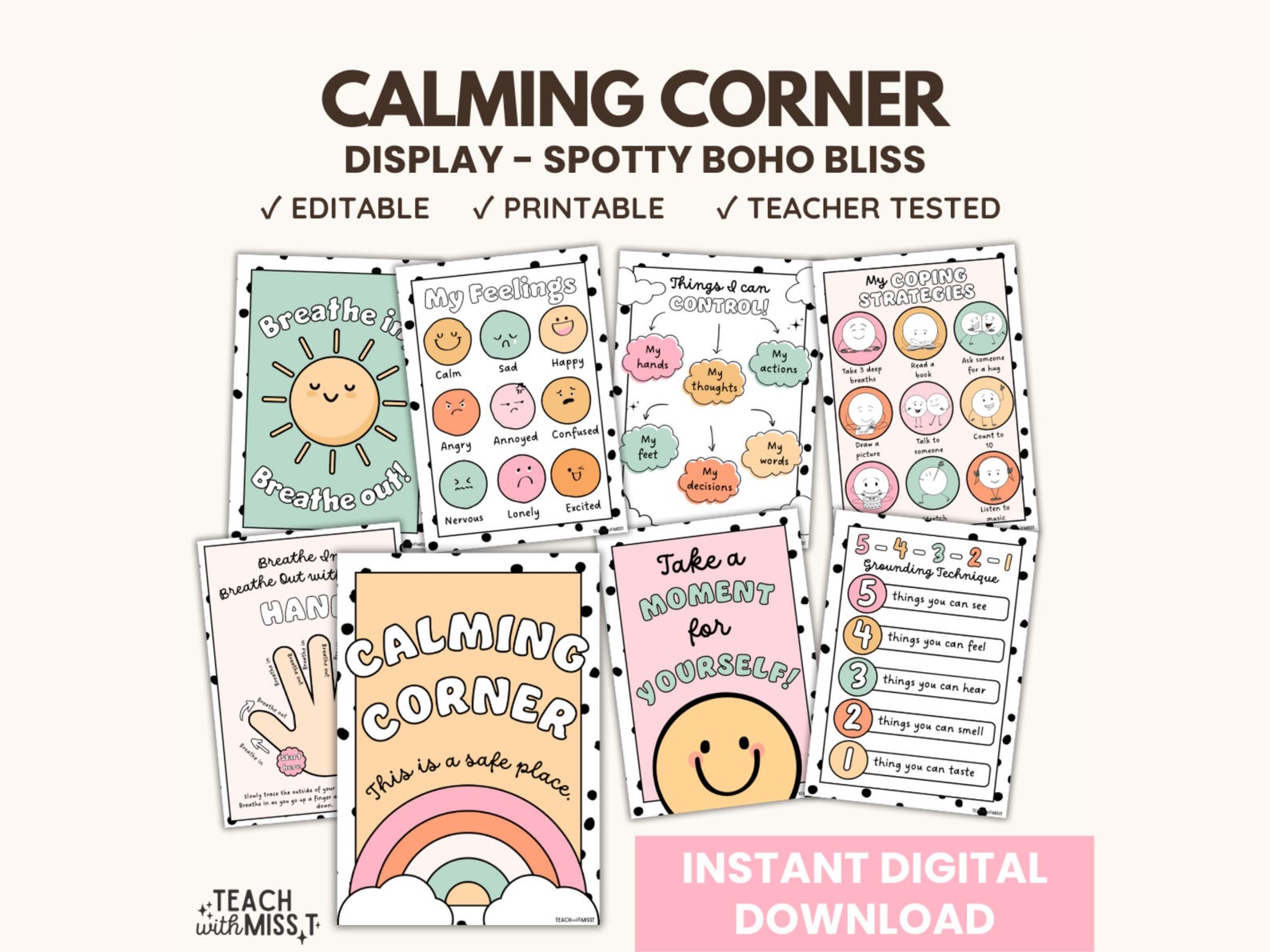Boho Calming Corner Posters: Classroom Decor Set (digital Download) - Etsy