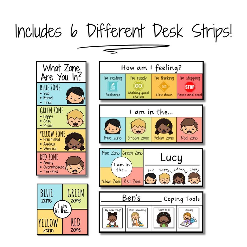 Self Regulation Desk Plates | Zones of Regulation Visuals | Coping ...