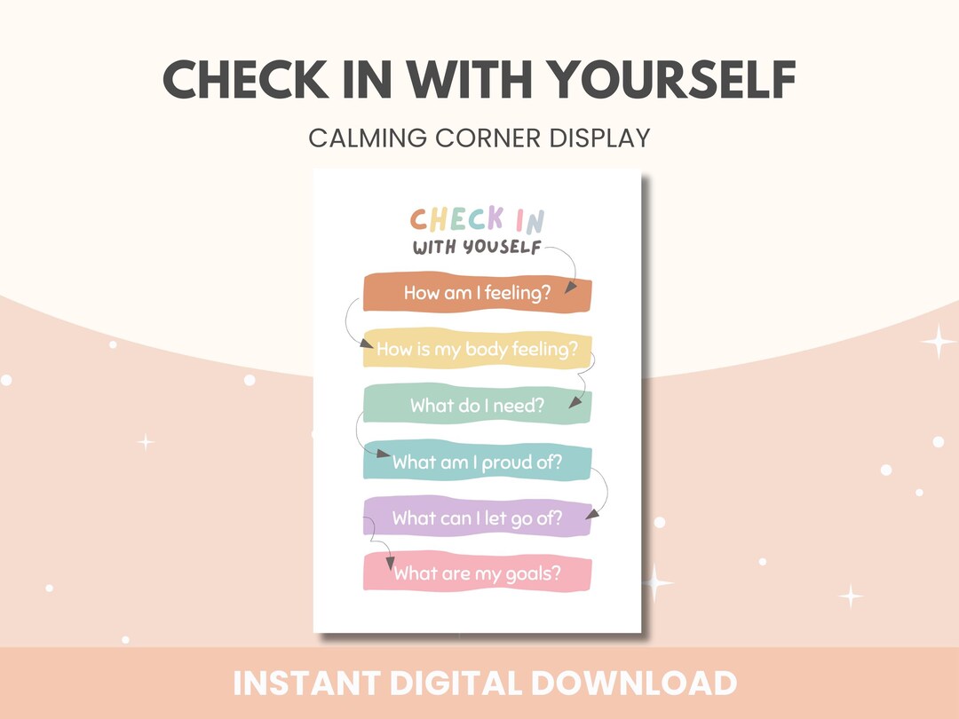 Check-in Poster: Self-care, Calming Corner Decor (digital Download) - Etsy