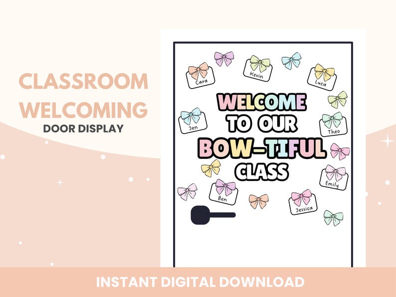 Rainbow Bows Classroom Door Display: Pastel Classroom Decor (digital ...