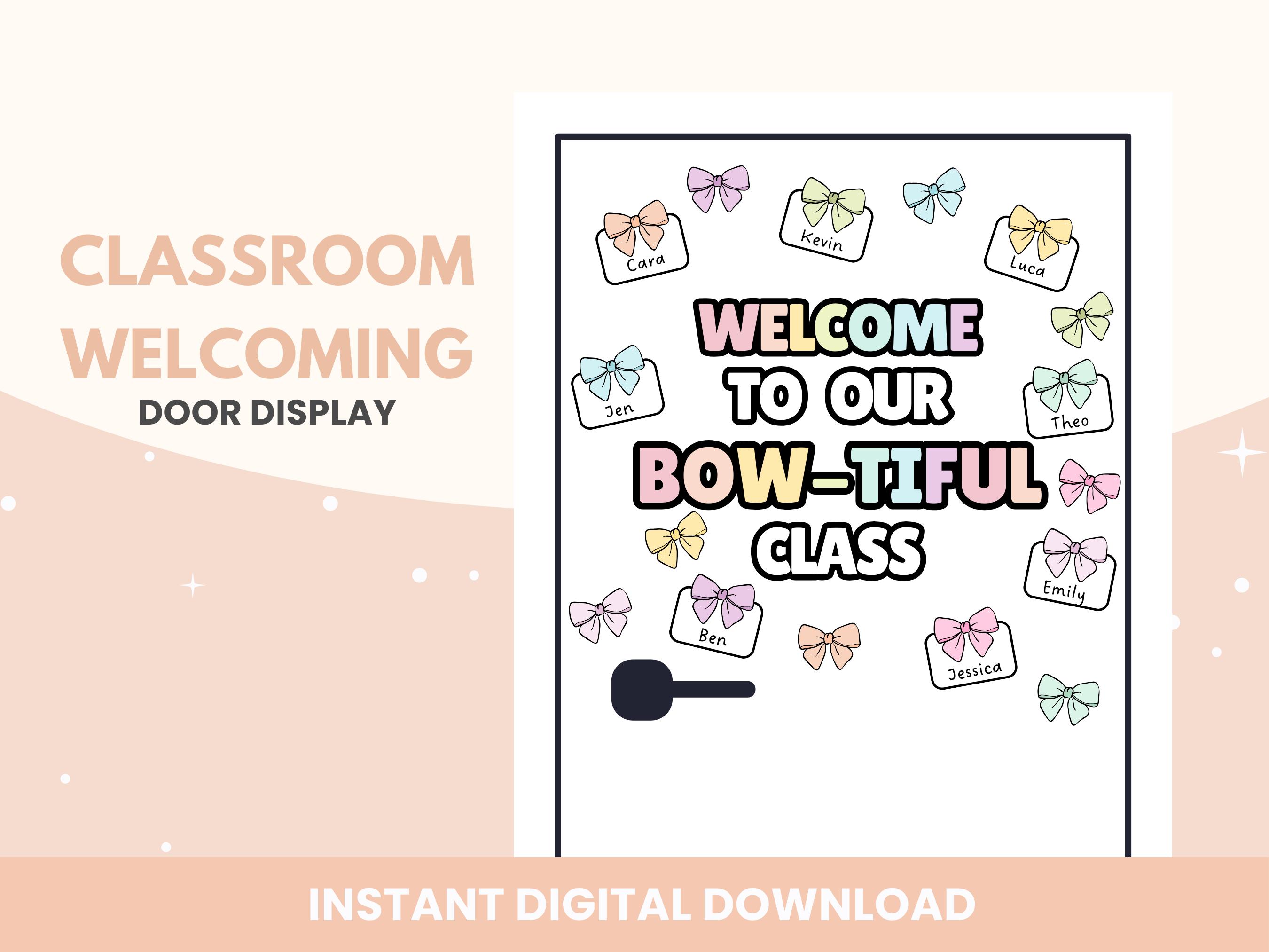 Rainbow Bows Classroom Door Display: Pastel Classroom Decor (digital ...