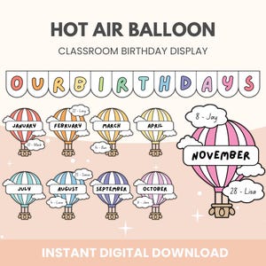 Hot Air Balloon Classroom Birthday Display | Class Birthday Bulletin ...