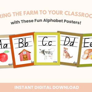 Farm Alphabet Posters Display | ABC Alphabet Classroom Decor | Alphabet ...