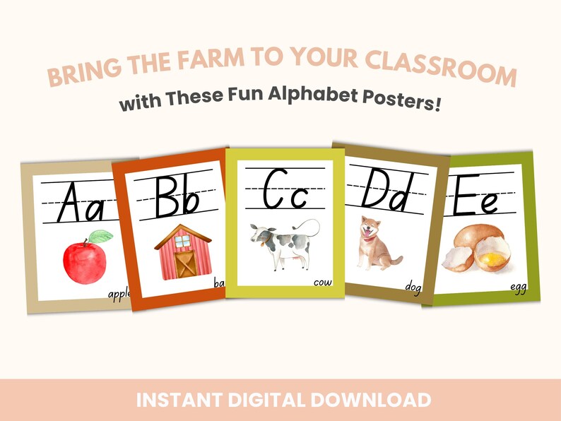 Farm Alphabet Posters: ABC Classroom Decor (digital Download) - Etsy