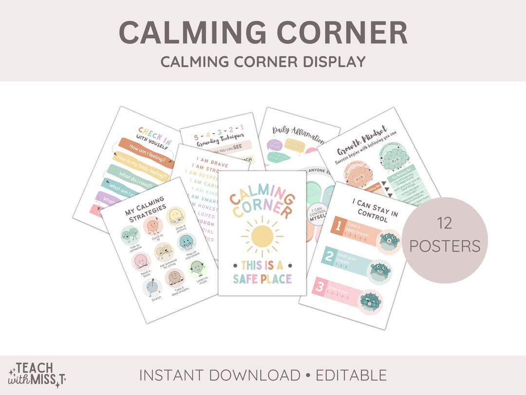 Calming Corner Poster Bundle, Calm Down Kit, Emotion Poster ...