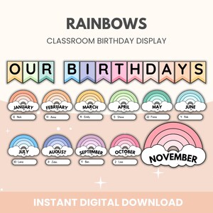 Rainbow Classroom Birthday Display: Bulletin Board Decor (digital ...