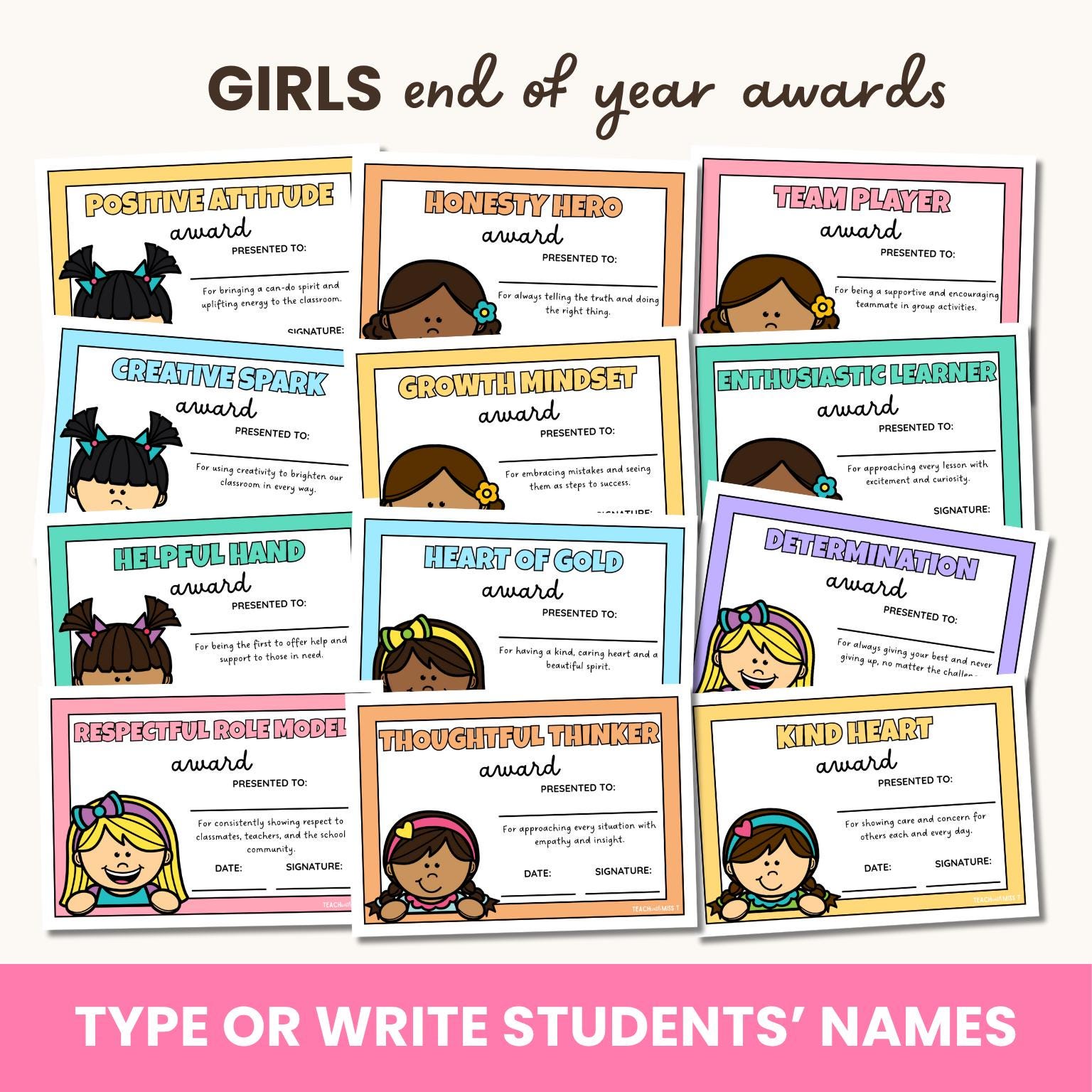 Classroom End of Year Awards | Student Certificates | Rainbow End of ...