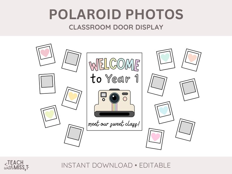 Polaroid Camera Classroom Door Display Editable Bundle Polaroid Camera ...