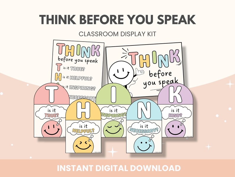 Think Before You Speak Poster | Classroom Management Posters | Social Emotional Learning ...