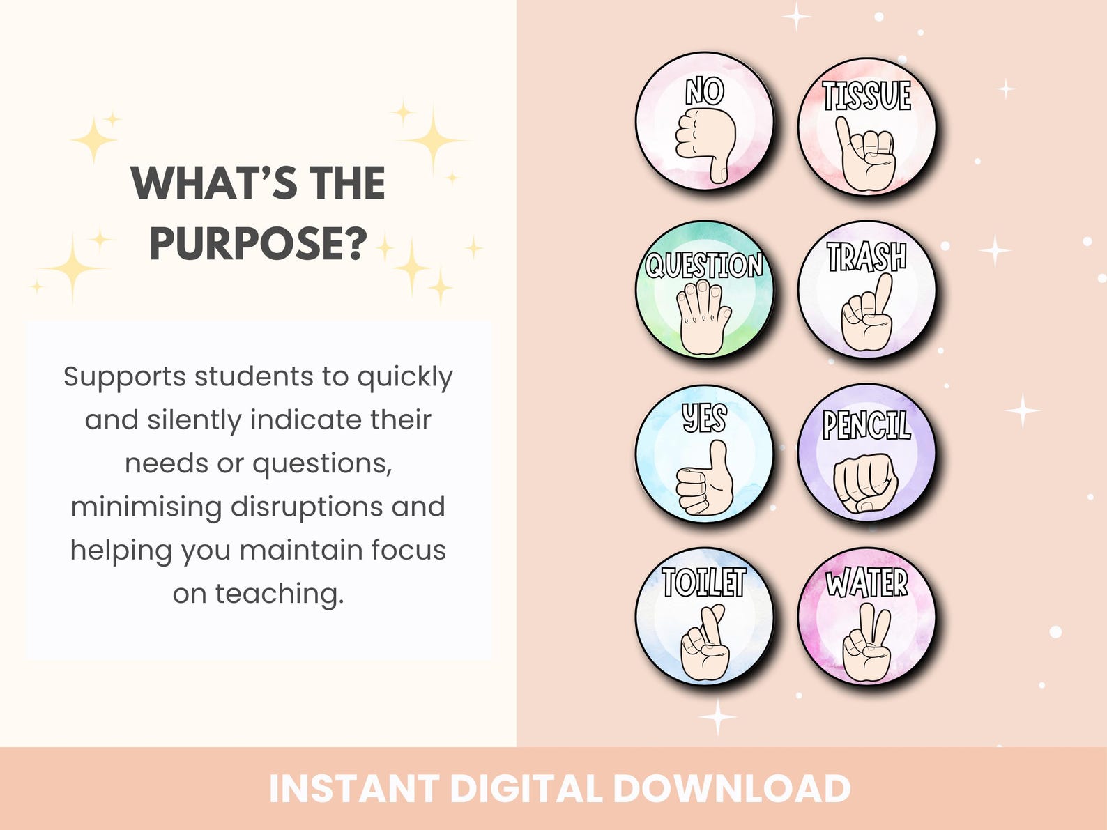 Watercolour Classroom Hand Signals Display | Hand Signals Classroom ...