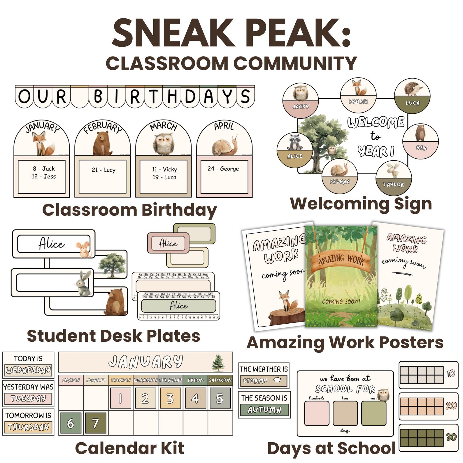 Woodland Classroom Decor Bundle | Editable Classroom Printables | Mega ...