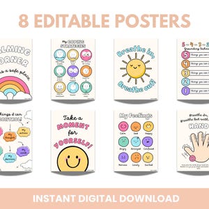 Rainbow Calming Corner Posters: Bright Classroom Decor (digital ...