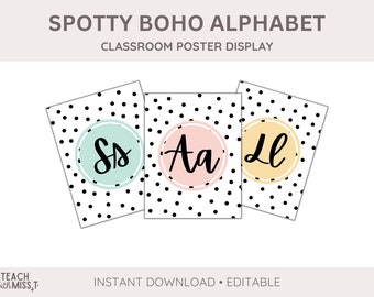 Classroom Alphabet Posters | Boho Dots | Classroom Decor - Etsy