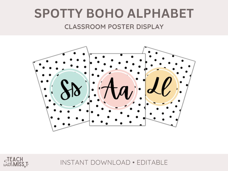 Spotty Boho Alphabet Posters: Classroom Decor (digital Download) - Etsy