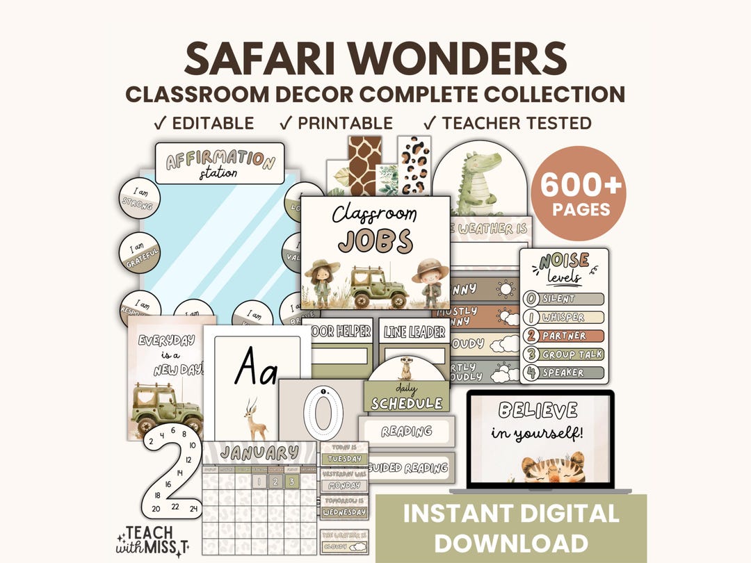 Safari Classroom Decor Bundle | Back to School Bundle | Editable ...