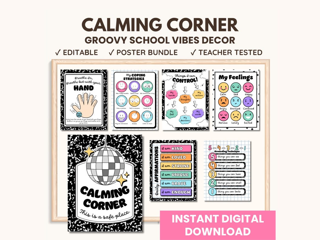 Calming Corner Poster Set: Composition Notebook Theme (digital Download ...
