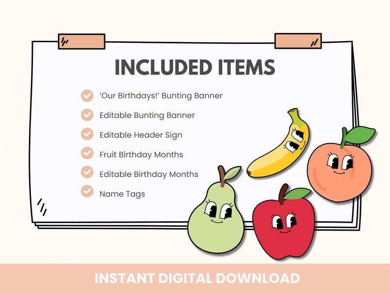 Fruit Theme Classroom Birthday Display Kit: Editable Classroom Decor ...