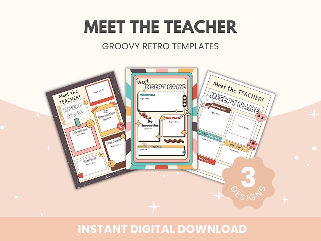 Retro Groovy Meet the Teacher Templates | Retro Meet the Teacher ...