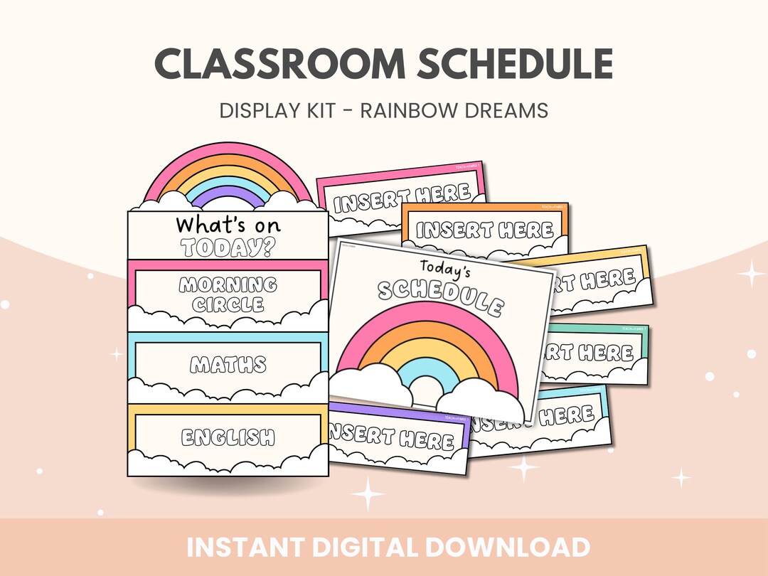 Rainbow Classroom Schedule Kit: Editable Classroom Decor (digital ...