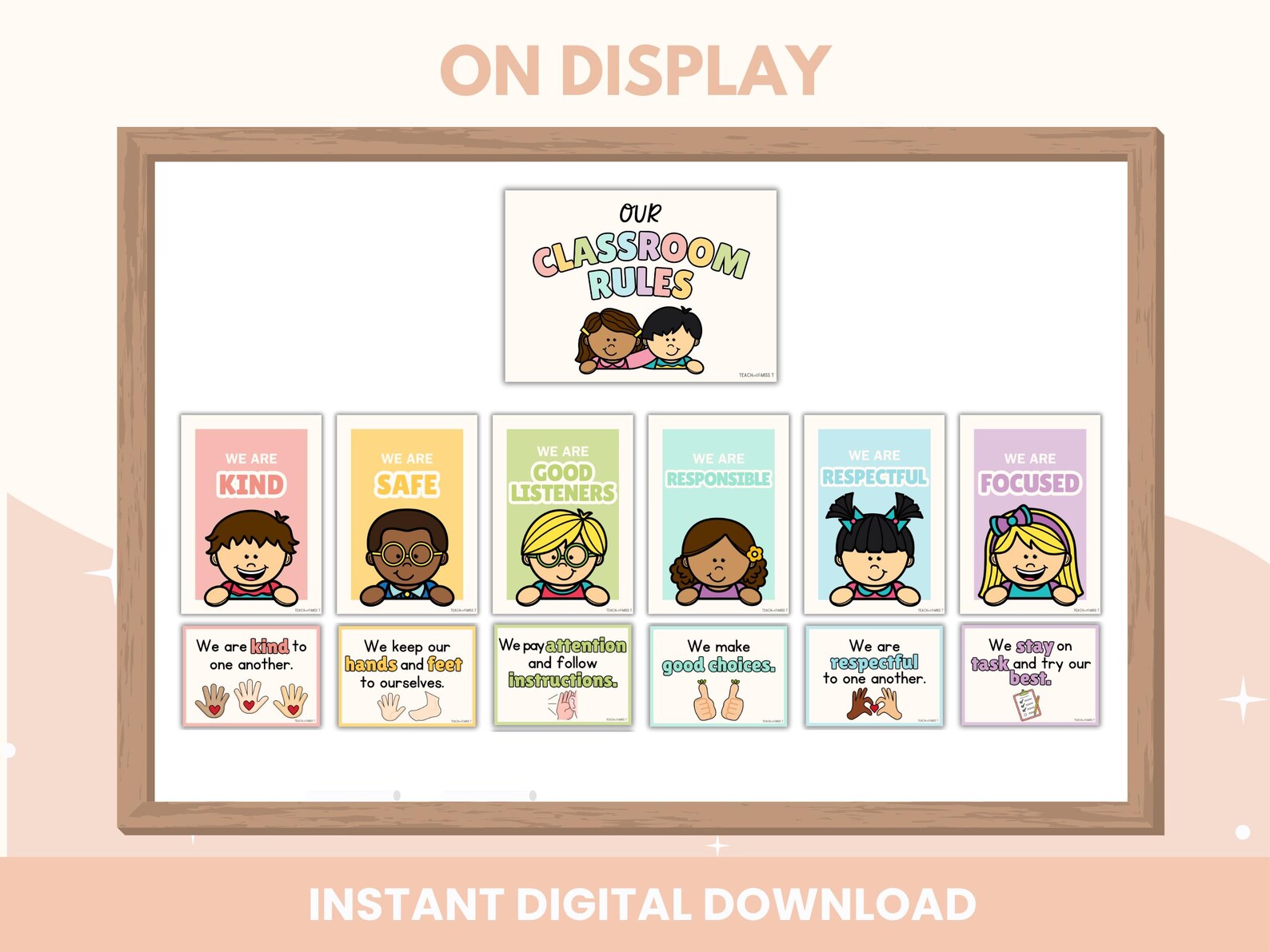 Classroom Rules Posters: Rainbow Classroom Expectations Display ...