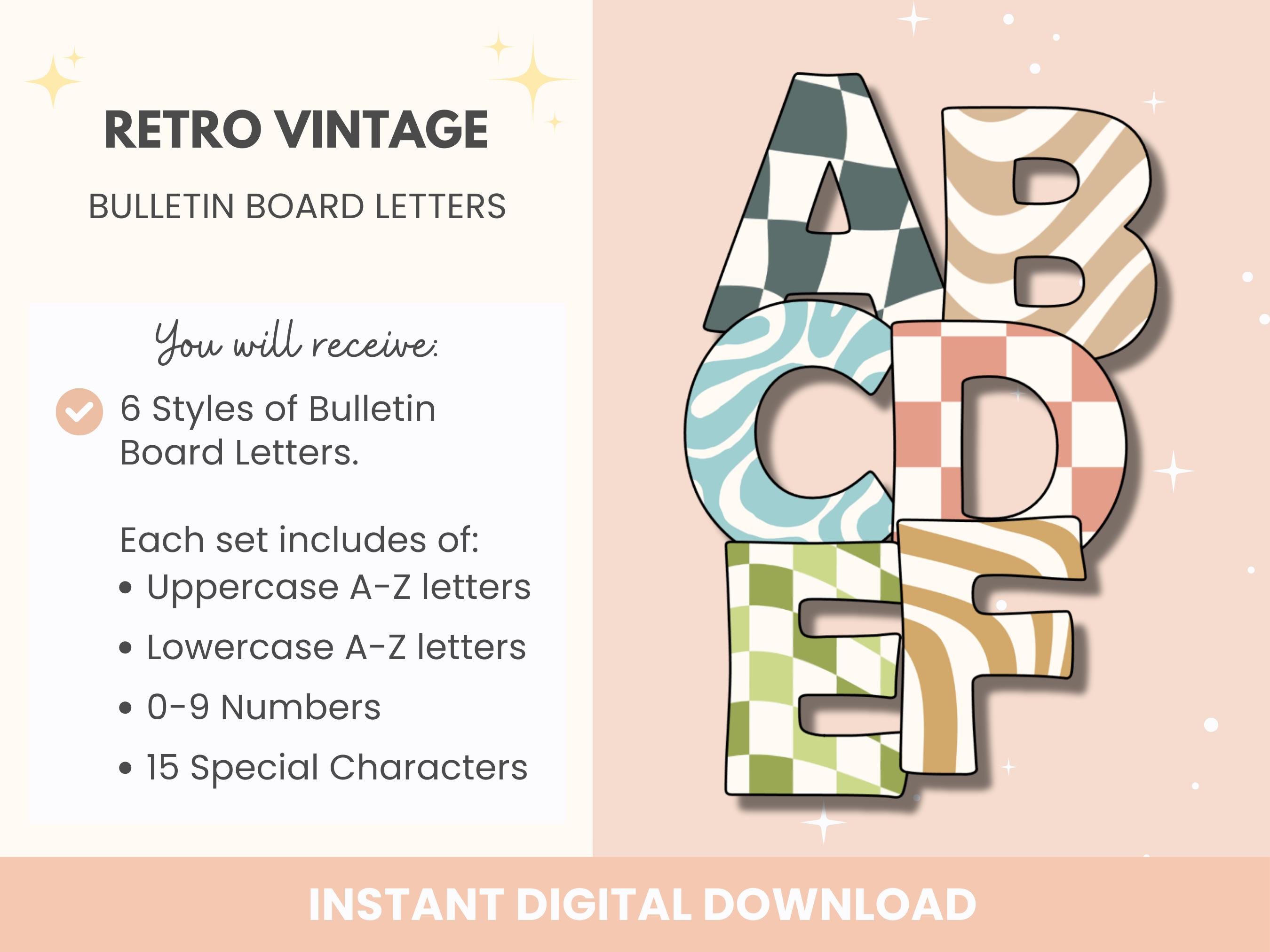 Retro Vintage Bulletin Board Letters Display Bundle | Groovy Bulletin ...