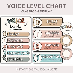 Boho Classroom Voice Level Chart: Classroom Management (digital ...