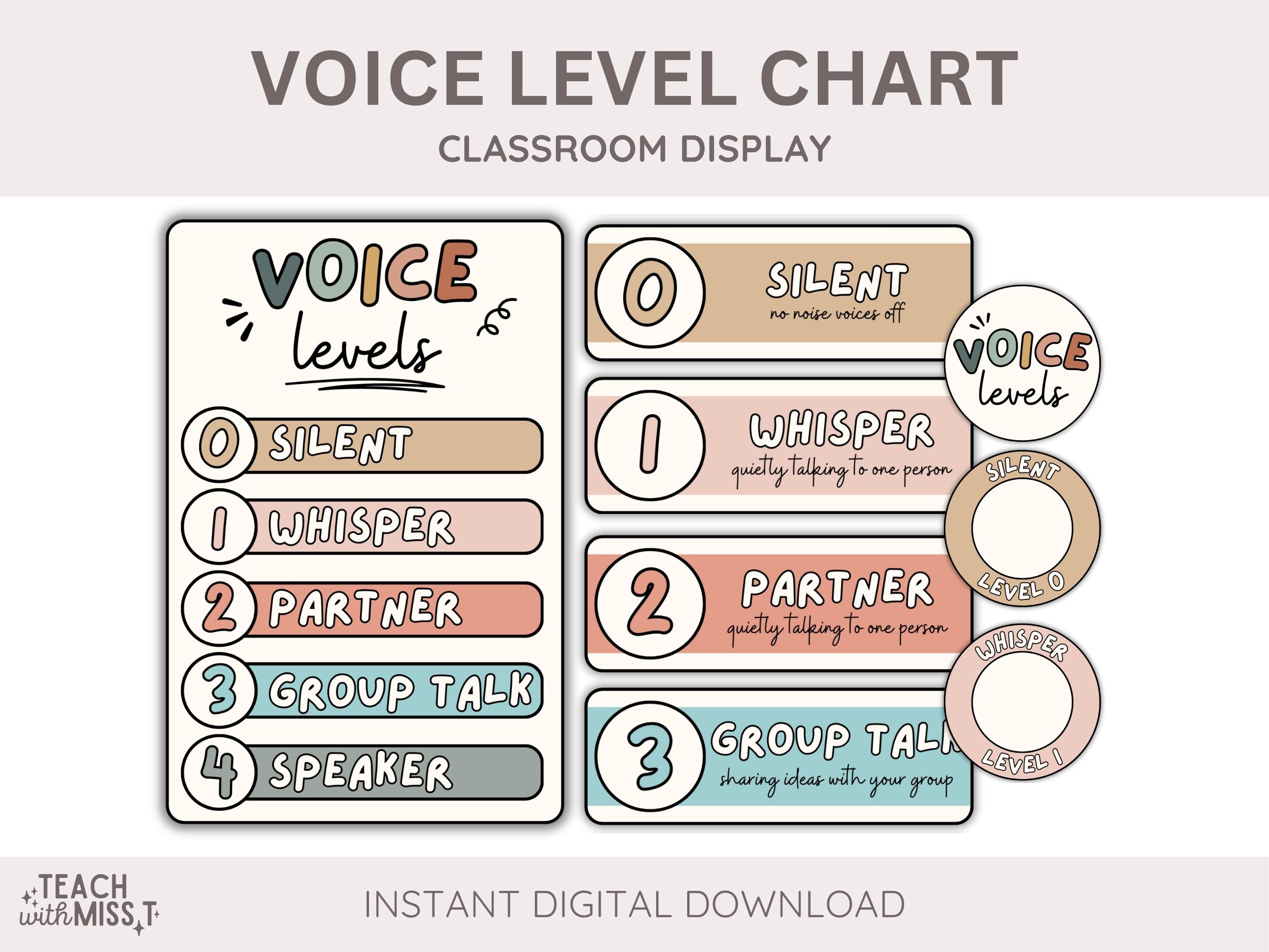 Boho Classroom Voice Level Chart: Classroom Management (digital ...