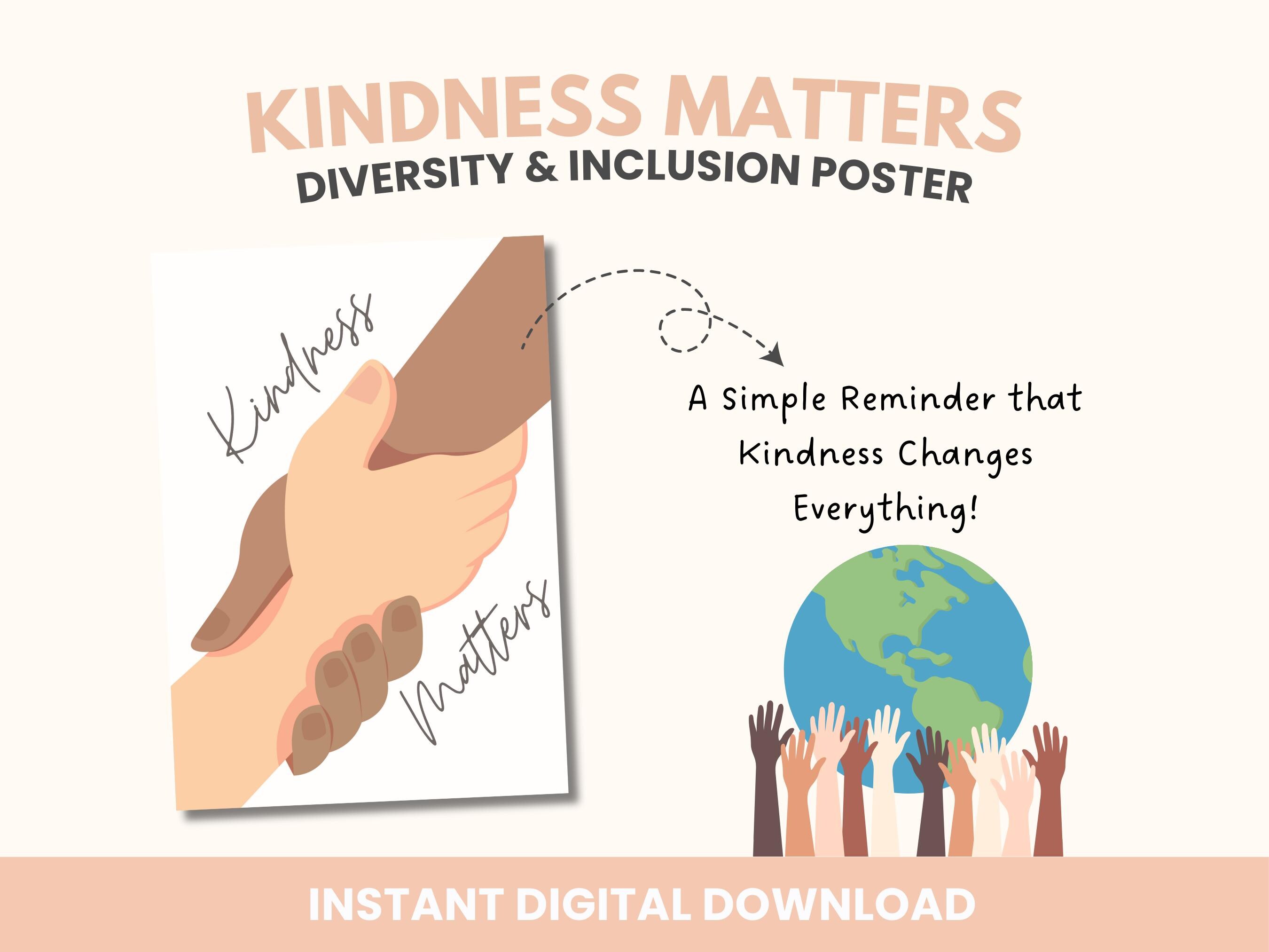 Kindness Matters Classroom Poster: Diversity & Inclusion Art (digital ...