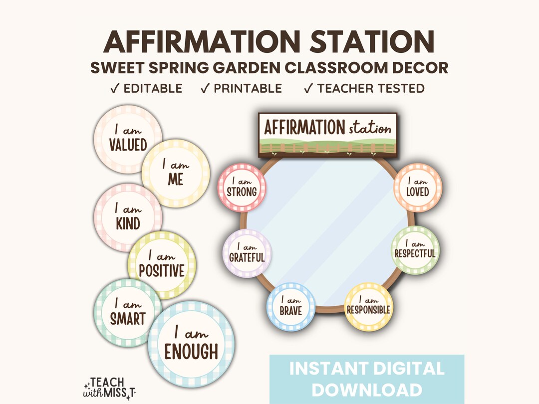 Spring Garden Affirmation Station Kit: Classroom Decor (digital ...