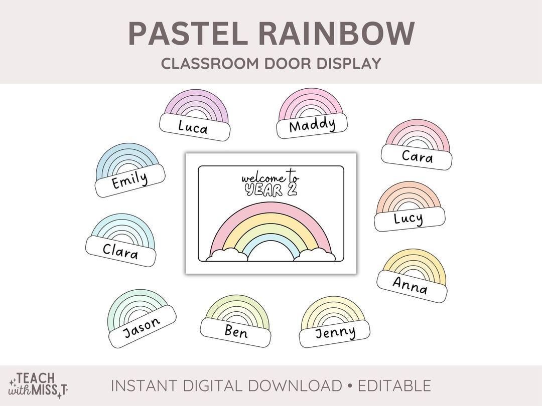 Pastel Rainbow Classroom Door Display Classroom Door Sign Classroom ...