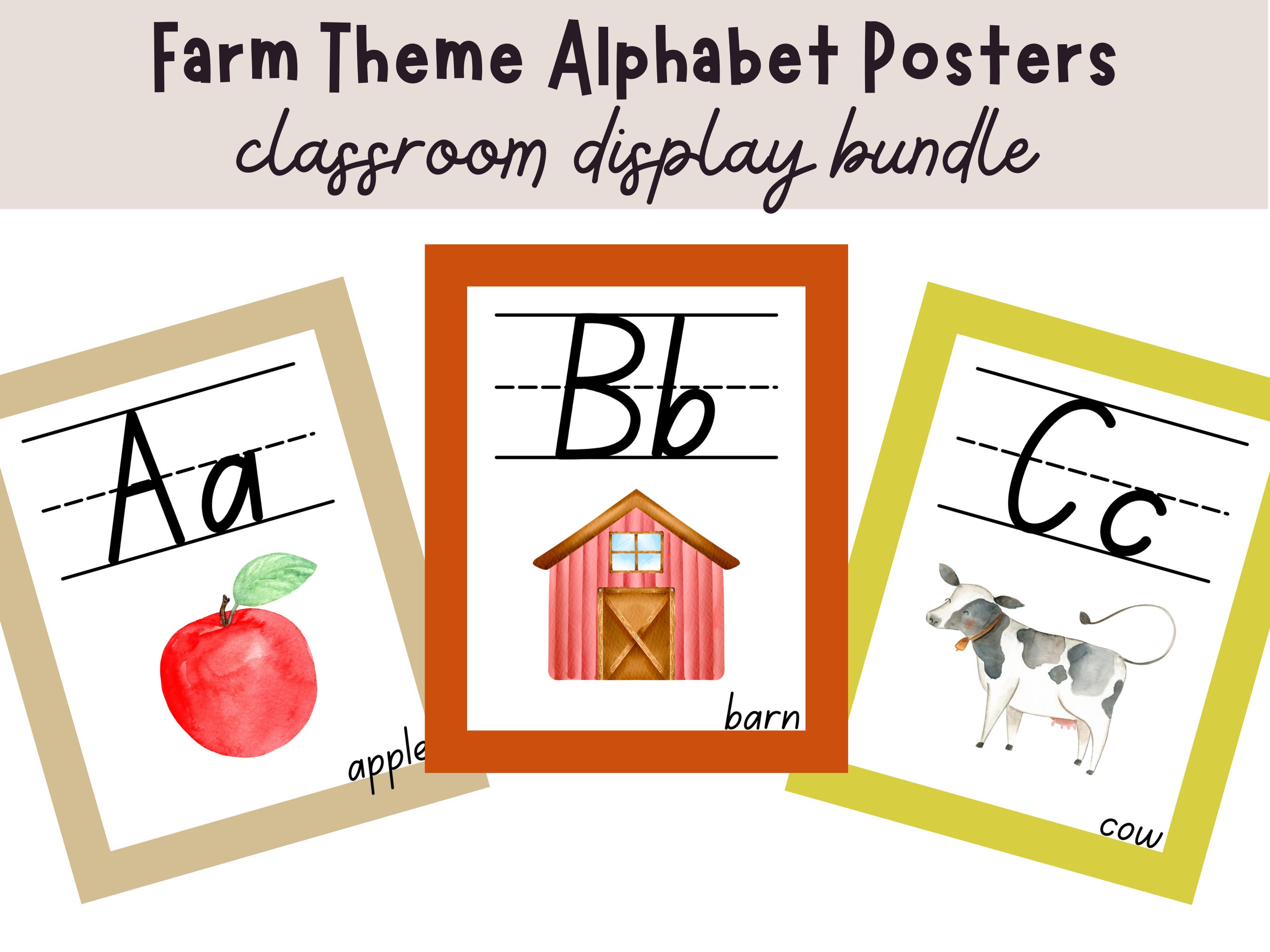 Farm Alphabet Posters Display ABC Alphabet Classroom Decor - Etsy