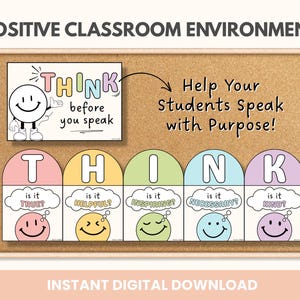 Think Before You Speak Poster: Classroom Management, Social Emotional ...
