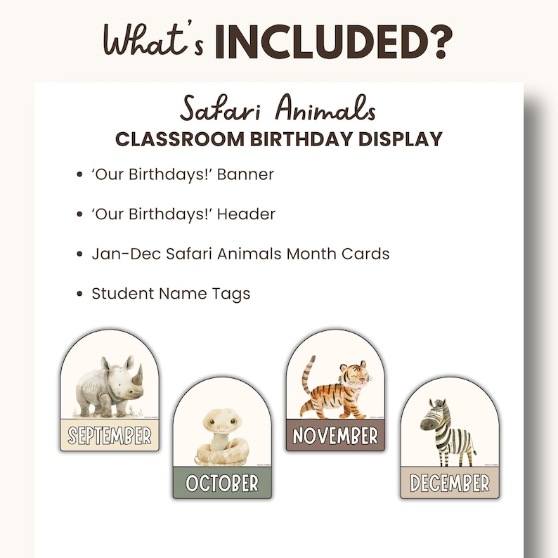 Safari Classroom Birthday Display: Jungle Animals Bulletin Board Kit ...