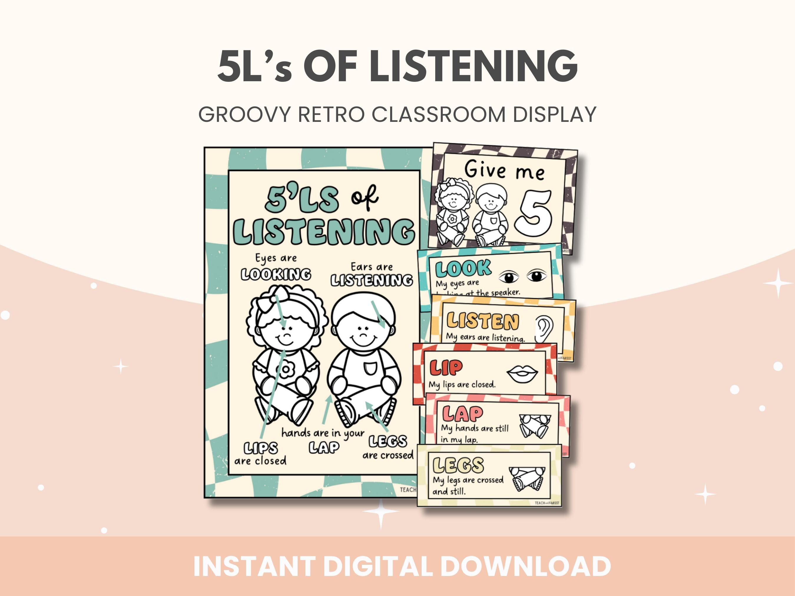 Retro Groovy 5l's of Listening Posters | Groovy Retro Classroom ...