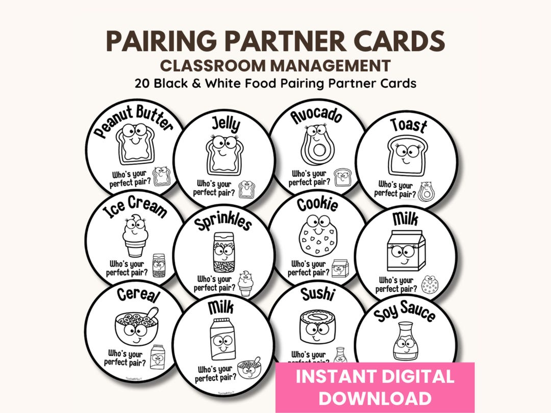 Classroom Partner Pairing Cards | Classroom Management Printables ...