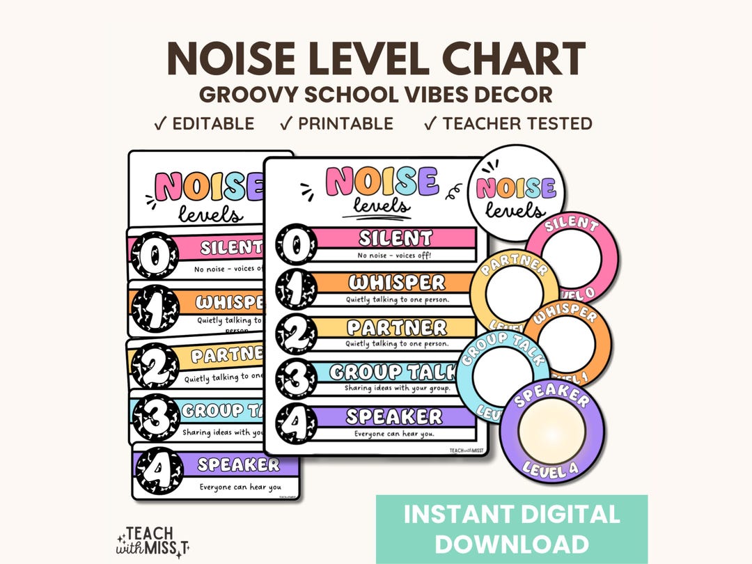 Groovy School Vibes Classroom Noise Levels Chart | Classroom Voice ...