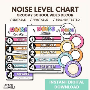 Groovy School Vibes Classroom Noise Levels Chart | Classroom Voice Levels Poster | Classroom ...