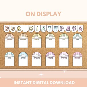 Pastel Rainbow Classroom Birthday Display | Classroom Birthday Bulletin ...