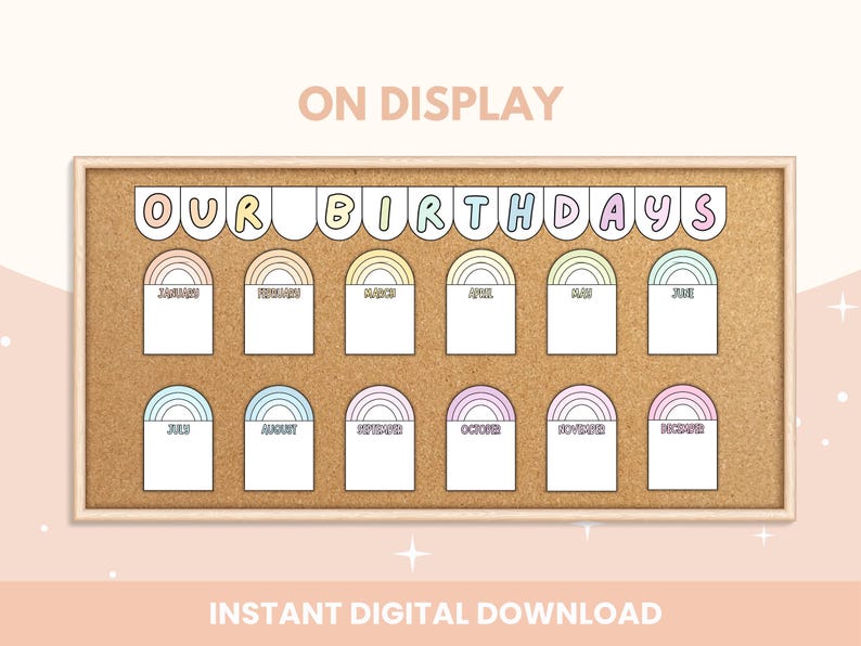 Pastel Rainbow Classroom Birthday Display Classroom Birthday Bulletin ...